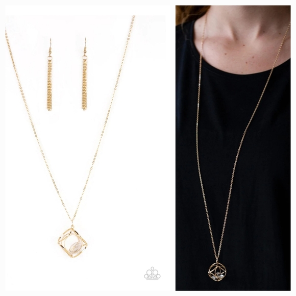 paparazzi | Jewelry | Pandors Box Gold Necklaceearring Set | Poshmark